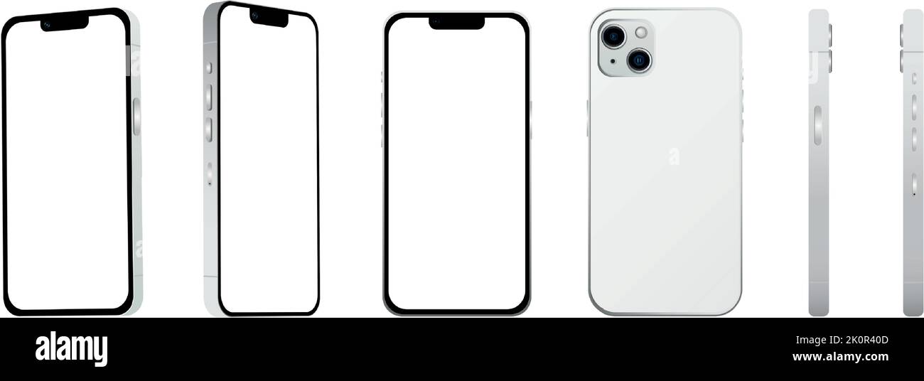 Set of 6 pcs different angles, White smartphone 14 models, novelty of ...