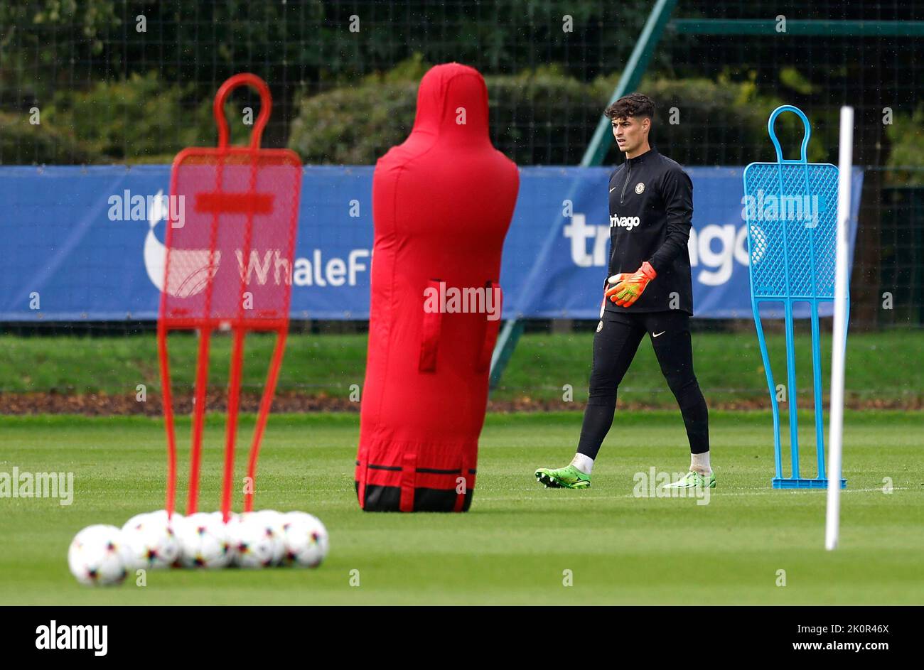 Chelsea goalkeeper Kepa Arrizabalaga during a training session at ...