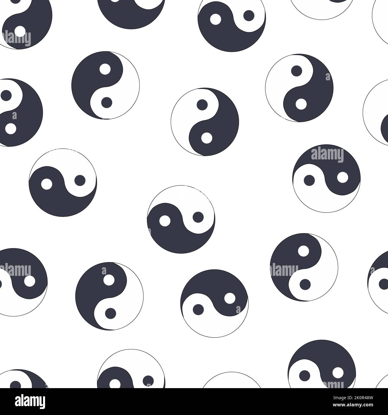 seamless pattern of hand drawn doodle sketch Yin Yang symbol Stock ...
