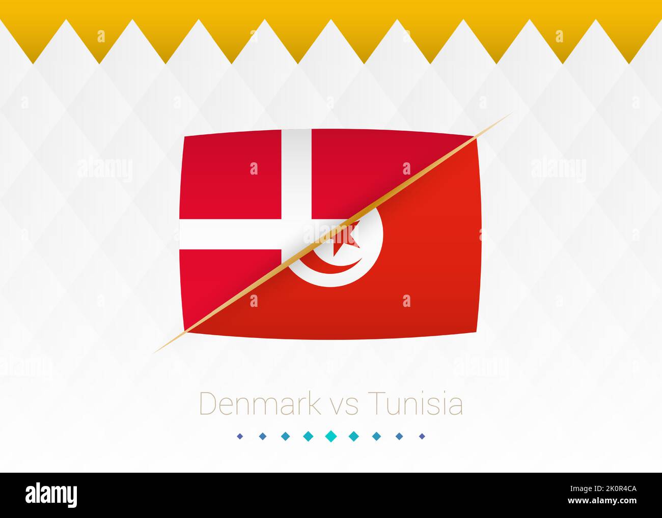 National football team Denmark vs Tunisia. Soccer 2022 match versus icon. Vector illustration ...