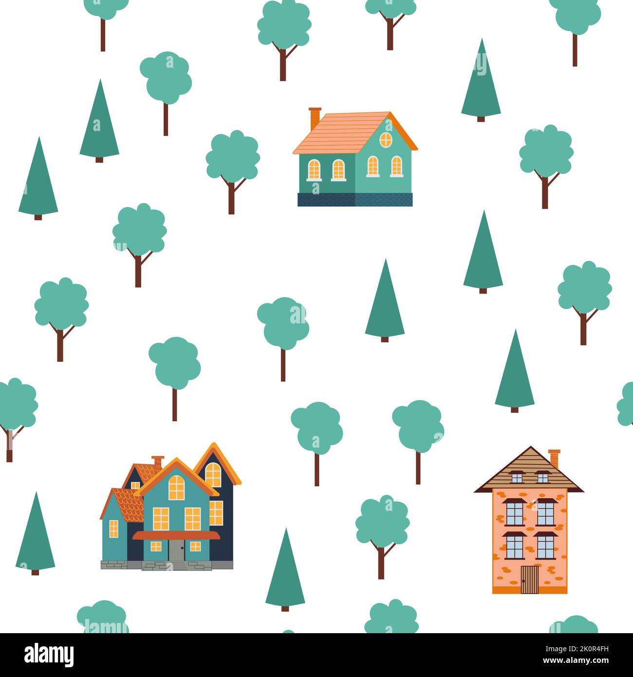 Seamless pattern of different colorful houses. Pattern seamless kids ...