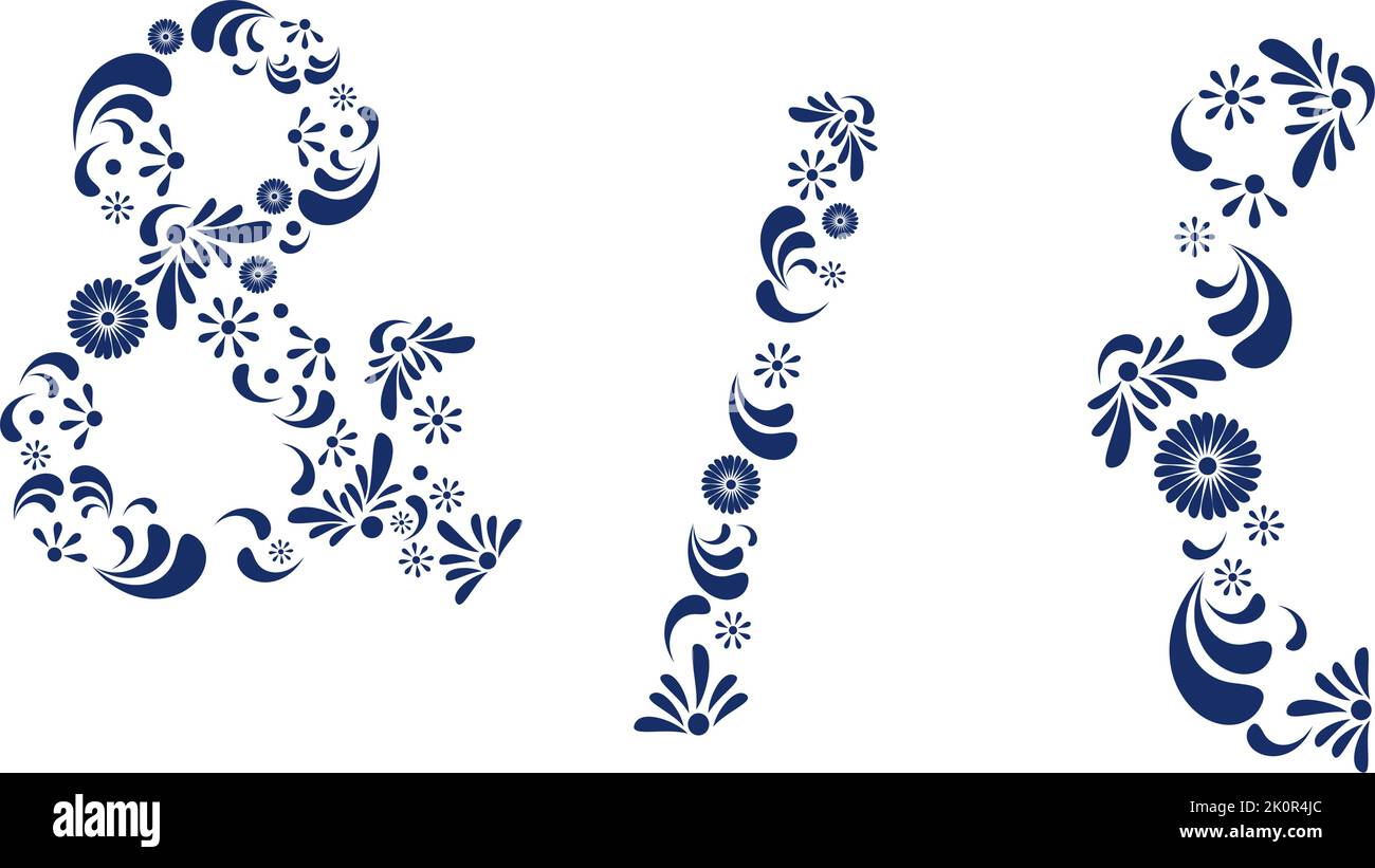 mexican talavera symbols floriture pattern illustration set pack in ...