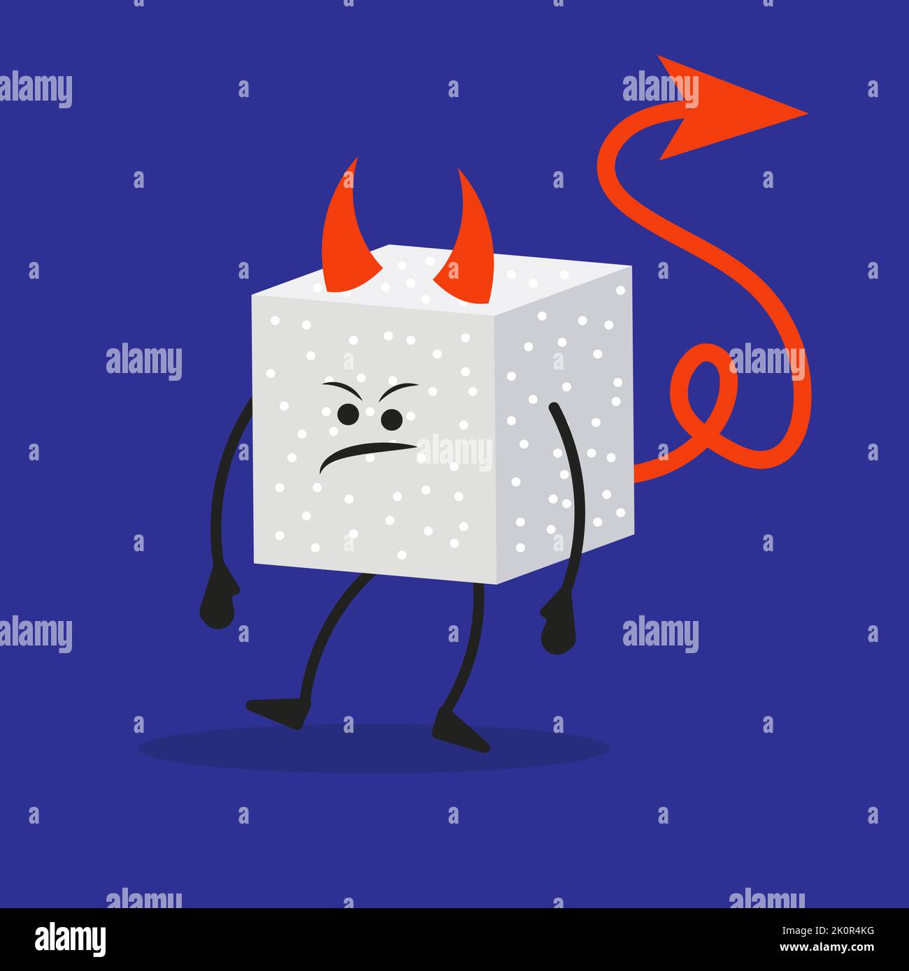 Cartoon sugar cube devil get angry. The concept of a character ...
