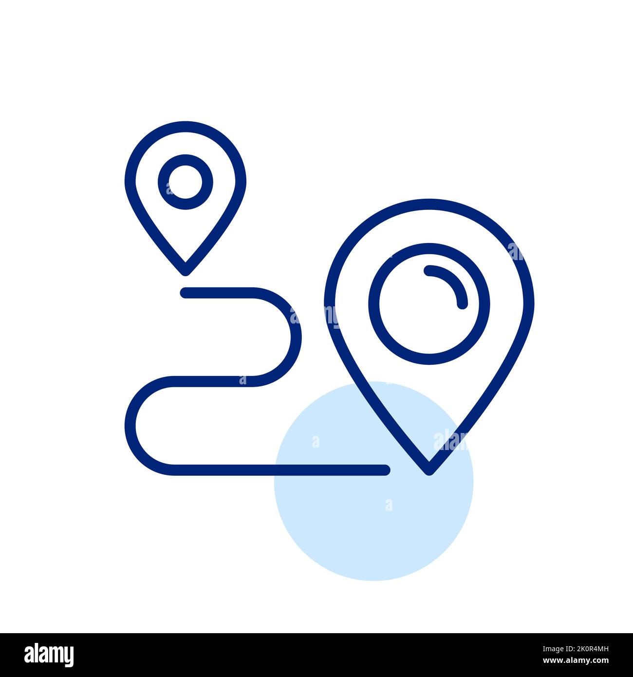 Path between two map pointers. Navigation and location icon. Pixel perfect, editable stroke line ...