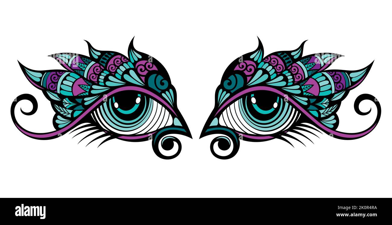 Vector doodle tribal eye with floral elements. Vector illustration ...