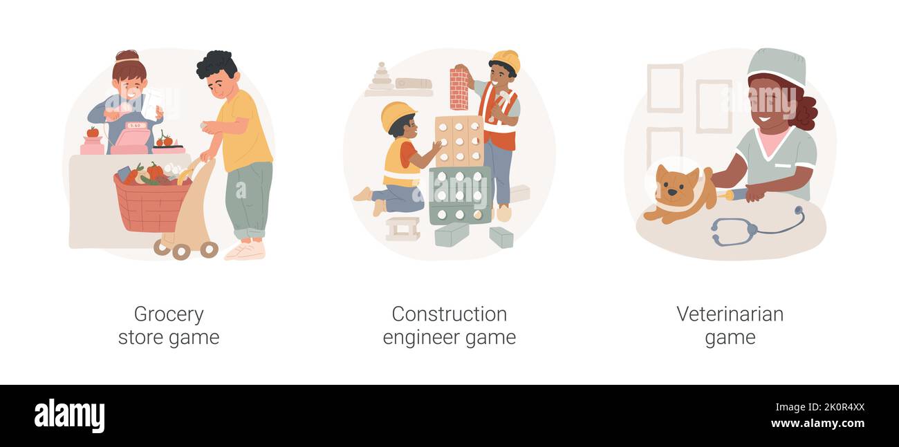 Imagination games isolated cartoon vector illustration set. Grocery ...