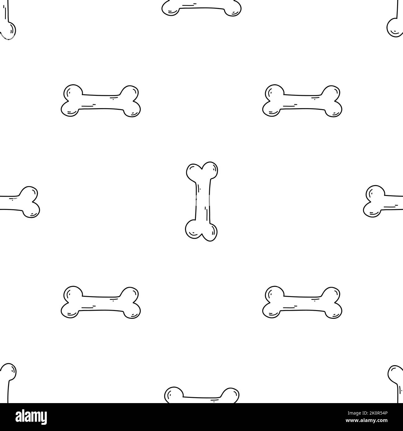 Seamless pattern of doodle bones on white background. Vector ...