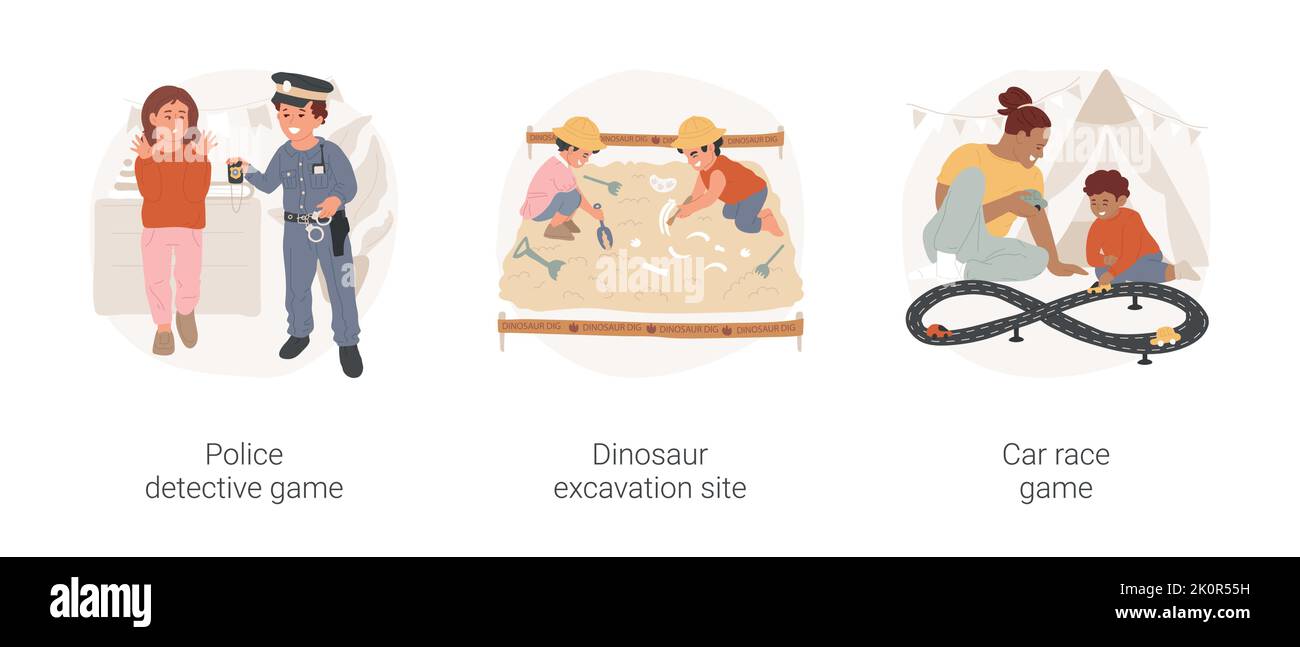 Role games for children isolated cartoon vector illustration set. Kid ...