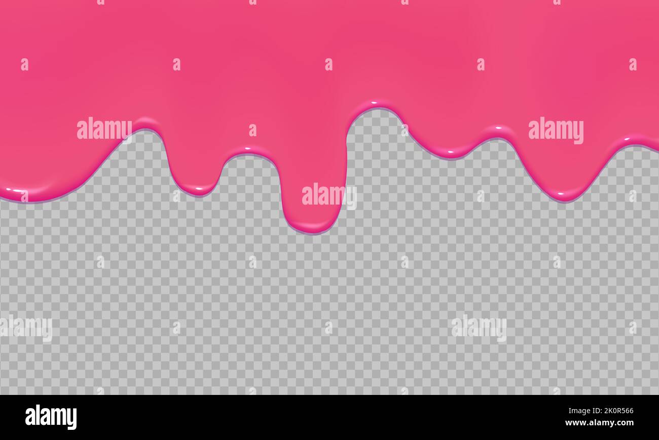 Dripping glossy pink slime.Flowing realistic pink sweet melting icing ...