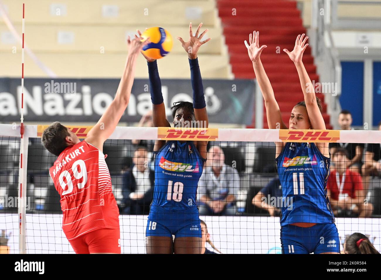 September 12, 2022, Naples, Italy: Paola Ogechi Egonu and Ebrar Karakurt in action during DHL ...