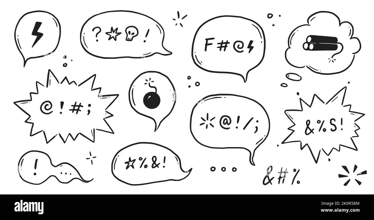 Swear word speech bubble set. Curse, rude, swear word for angry, bad ...
