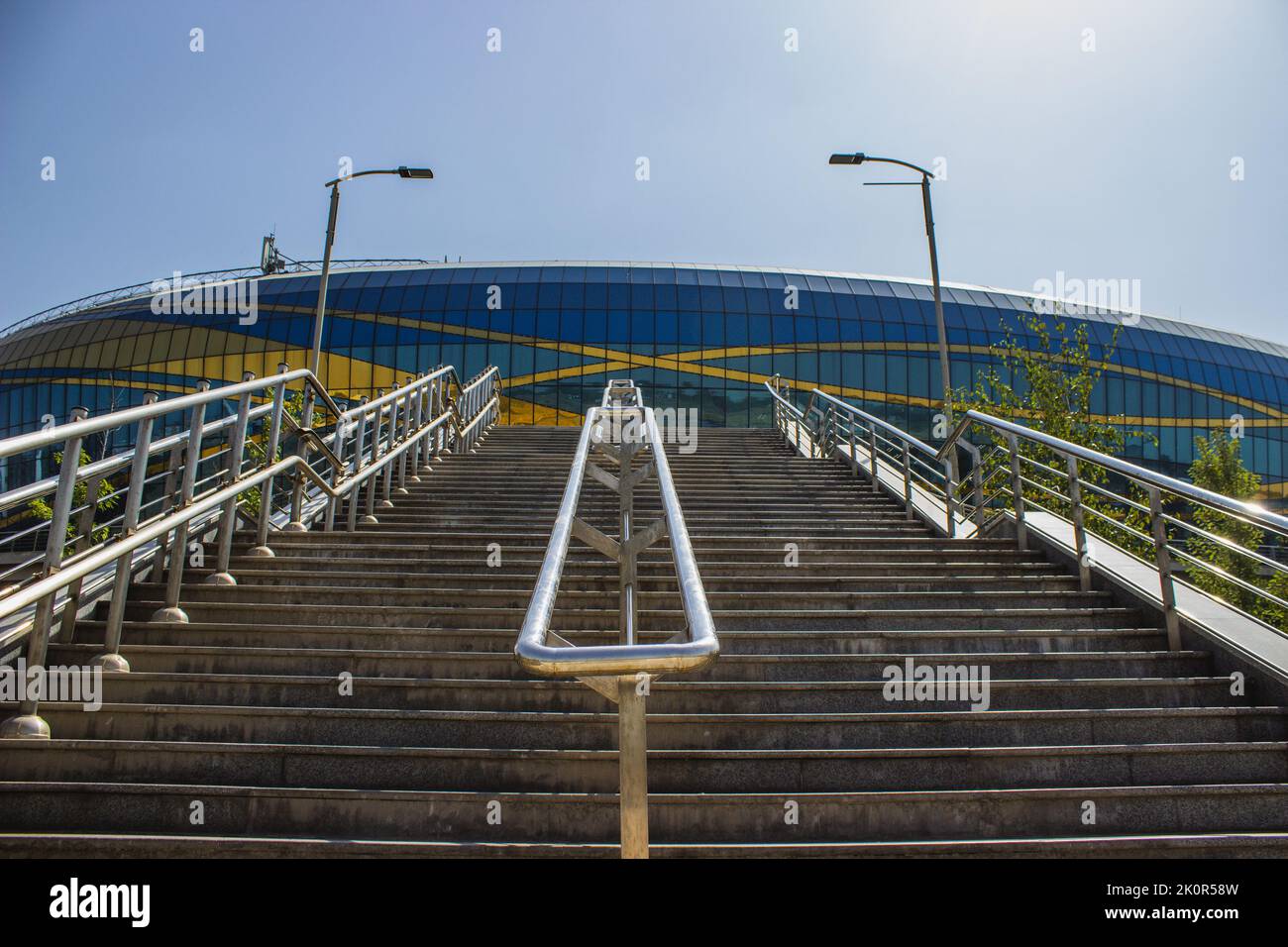 tall cement stair concrete in front of city stadium Stock Photo - Alamy