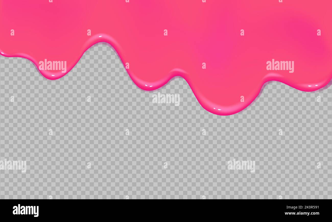 Dripping glossy pink slime.Flowing realistic pink sweet melting icing ...