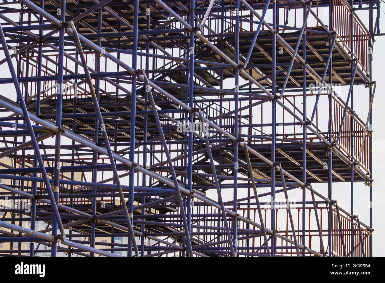 Extensive scaffolding providing platforms for work in progress in a new ...