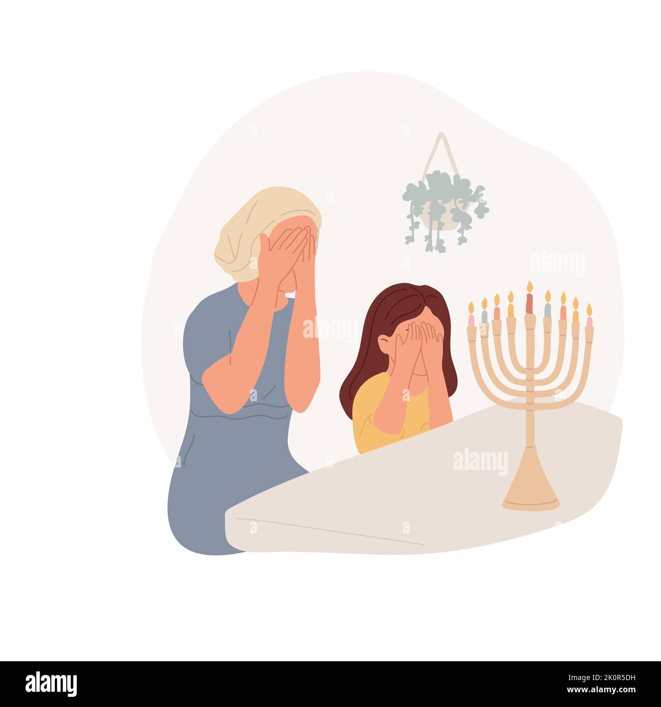 Praying together isolated cartoon vector illustration. Family praying ...