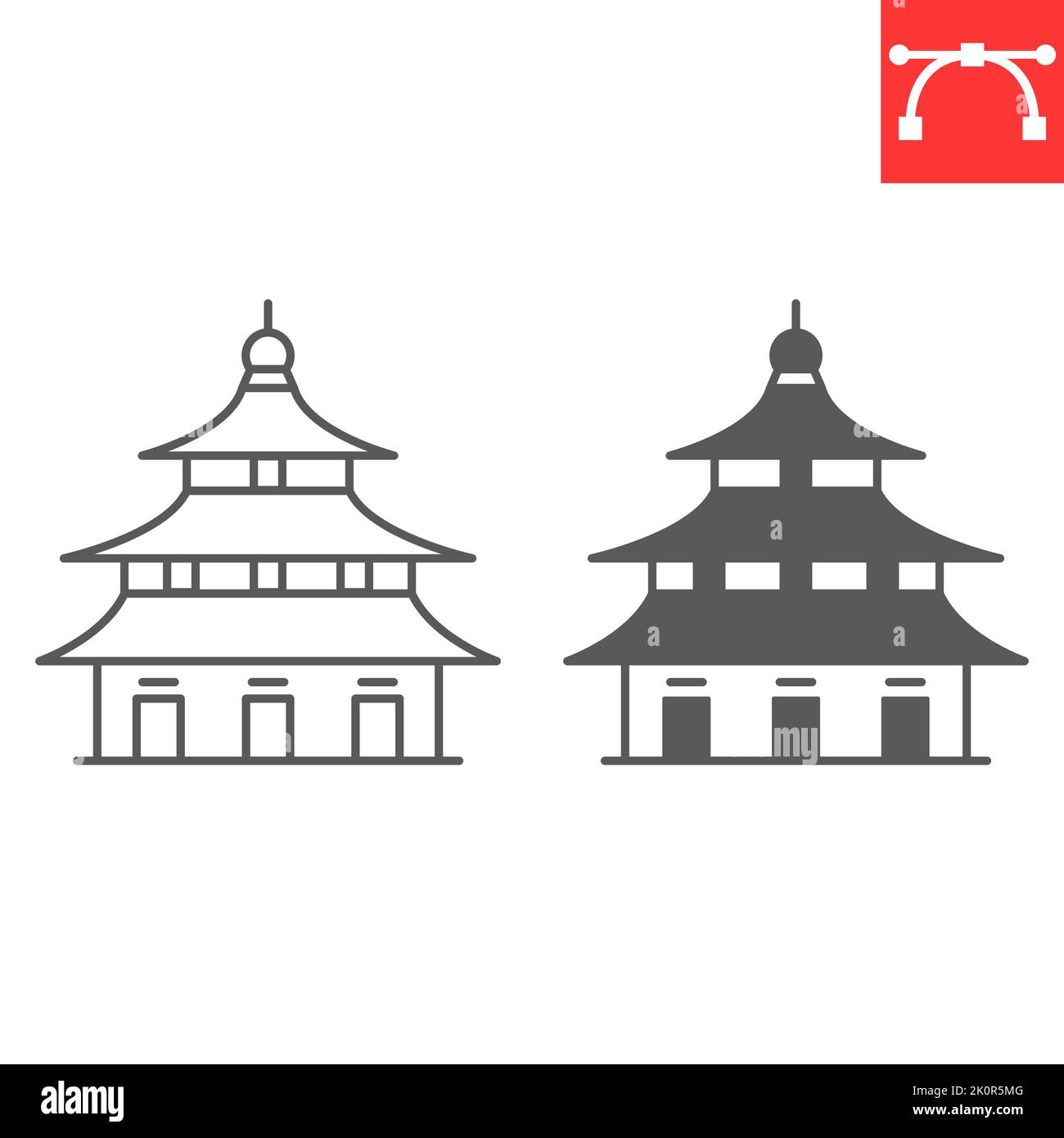Chinese temple line and glyph icon, asian and travel, pagoda vector ...