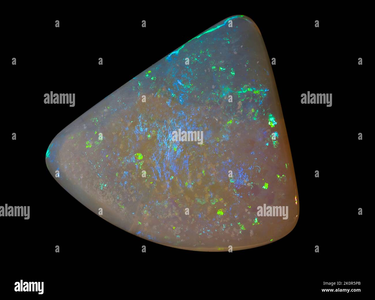 Australian Opal gemstones, shot on a black background to highlight the ...