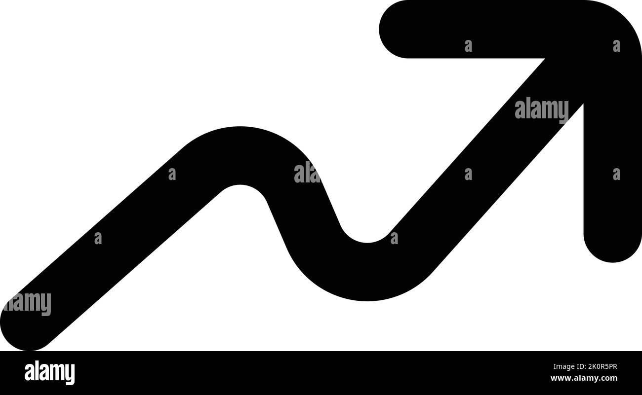 A black wiggly arrow directed downwards on a white background Stock ...