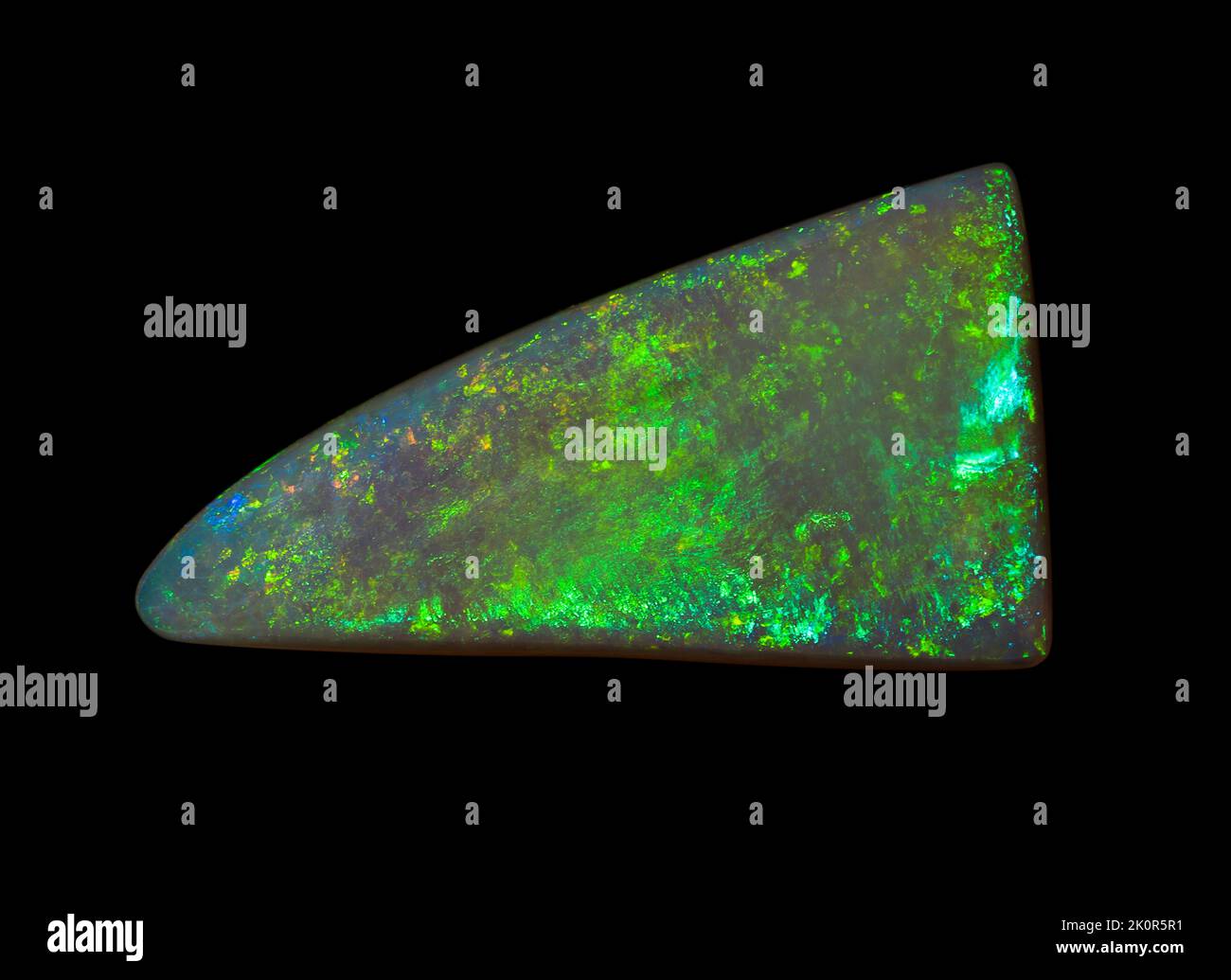 Australian Opal gemstones, shot on a black background to highlight the ...
