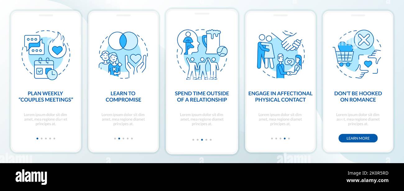 Live-in relationship tips for couple blue onboarding mobile app screen ...
