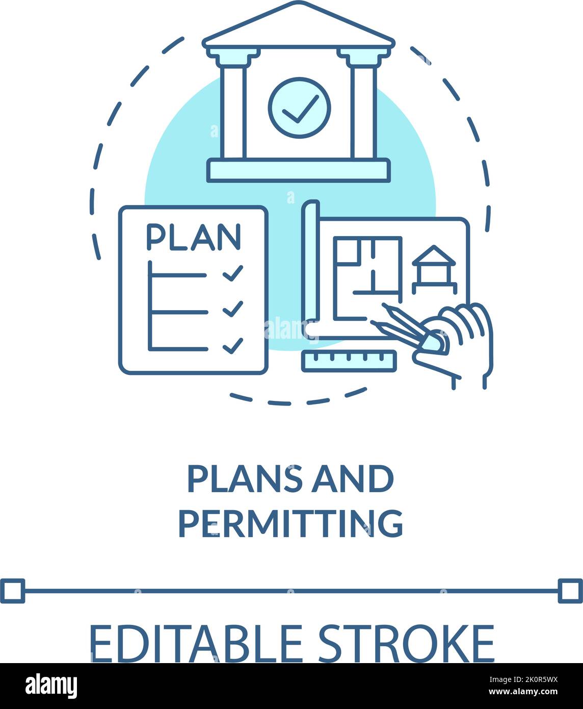 Plans and permitting turquoise concept icon Stock Vector Image & Art ...