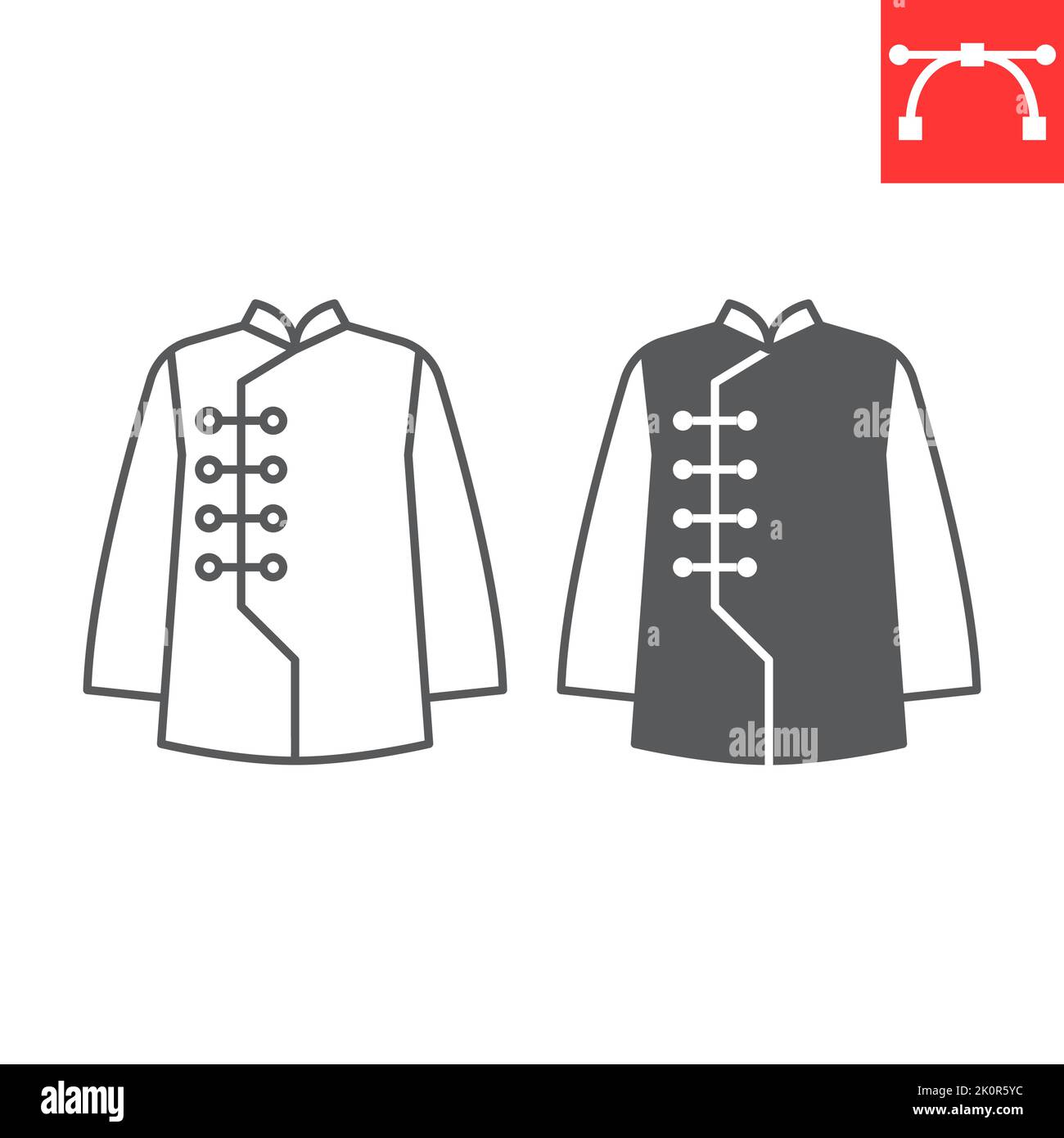 Chinese cloth line and glyph icon, asian costume and clothes, chinese ...