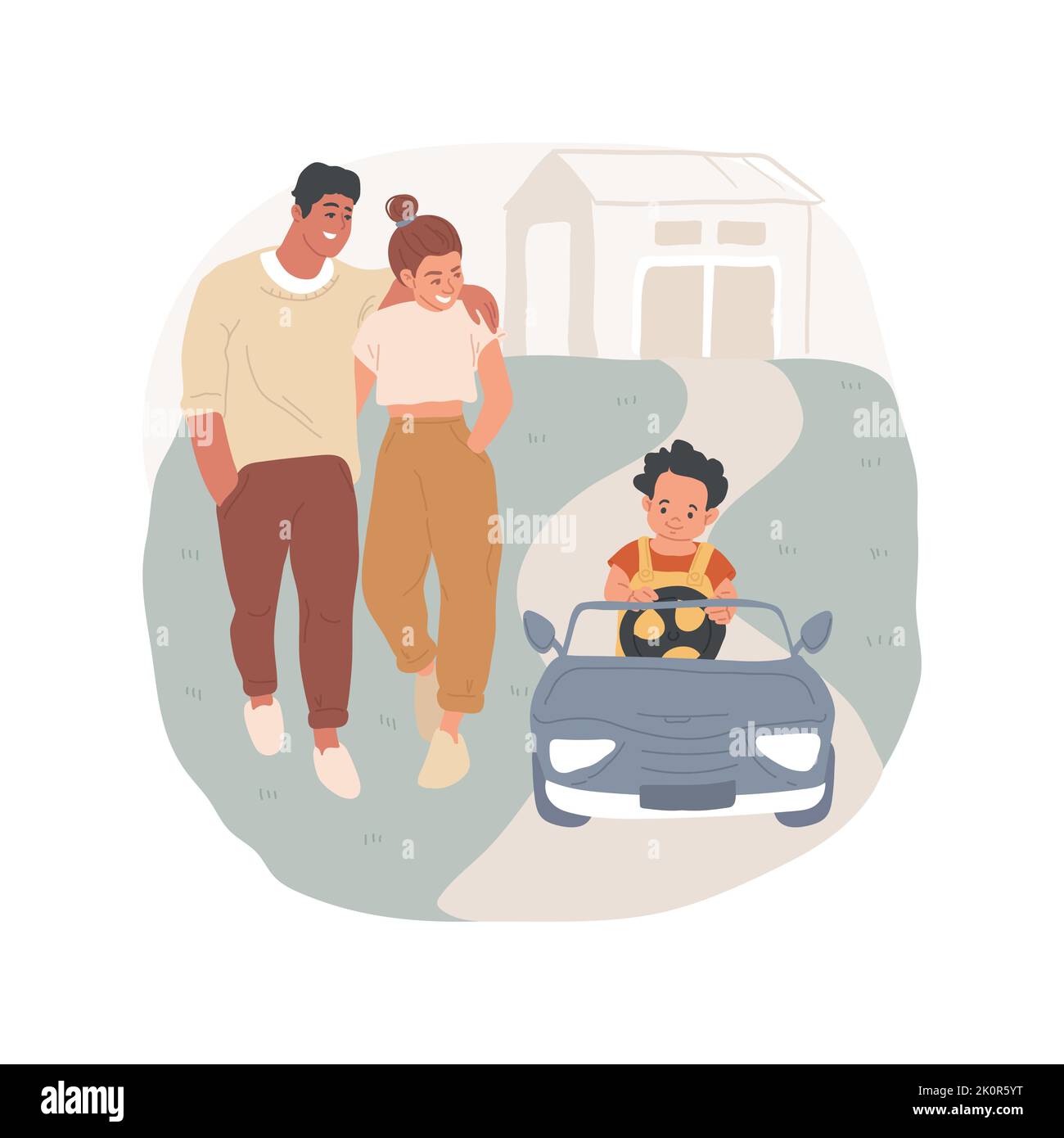 Electric vehicle isolated cartoon vector illustration. Children riding ...