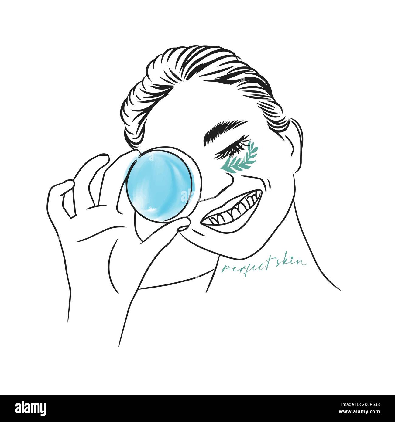 Personal care and facial skin care, portrait of a happy girl, perfect ...