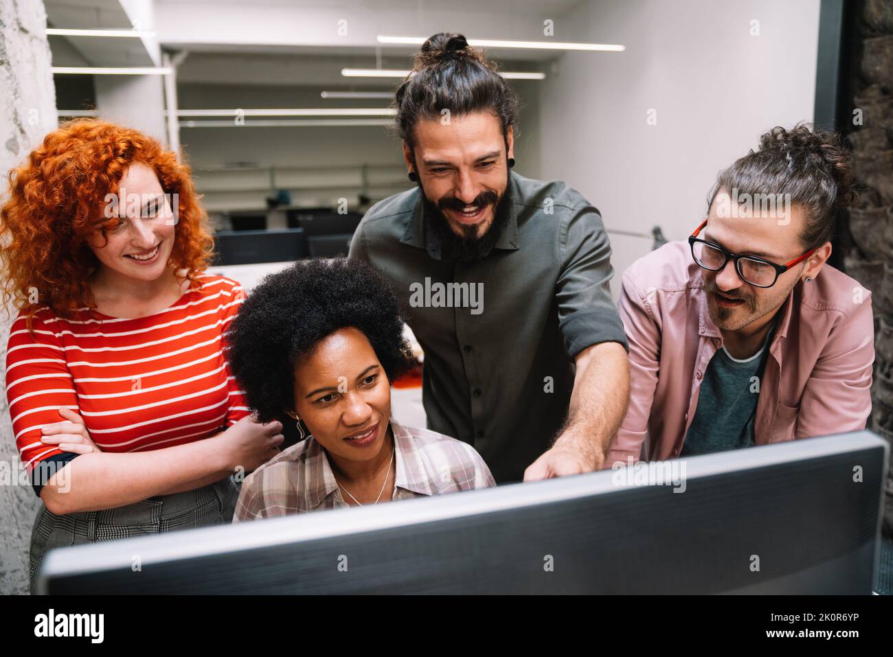 Software engineers working on project and programming in company Stock ...