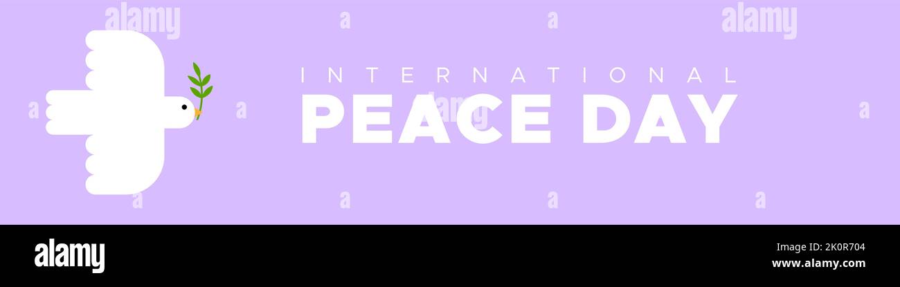 International Peace Day. 21 September. White dove with olive branch ...