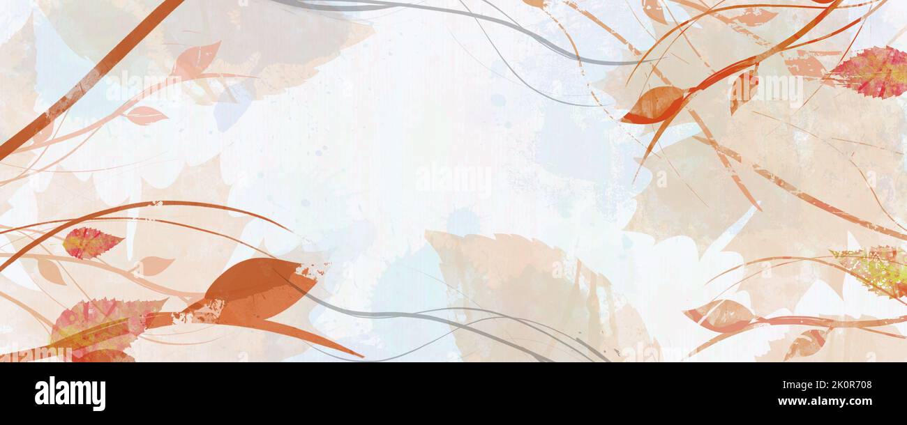 painting autumn botany pastel drawing colors with falling leaves Stock ...
