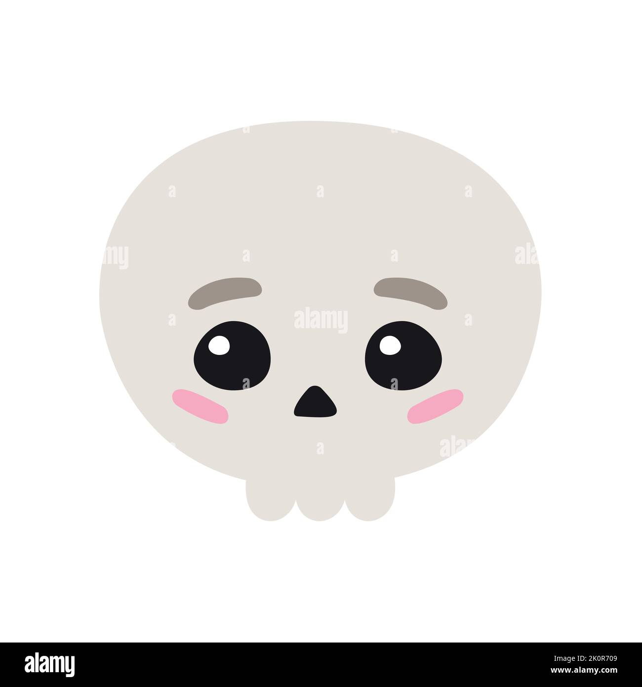 Vector hand drawn flat kawaii skull isolated on white background Stock ...