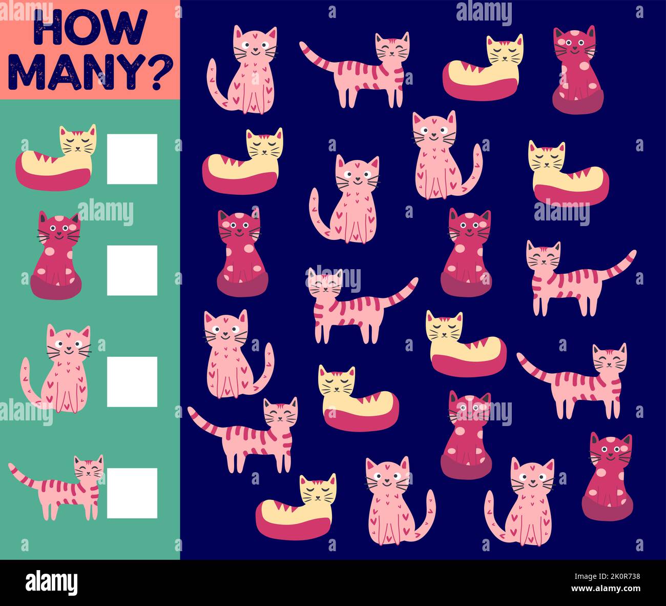 How many Cat, game for children. How many are they game. Count the Cats ...
