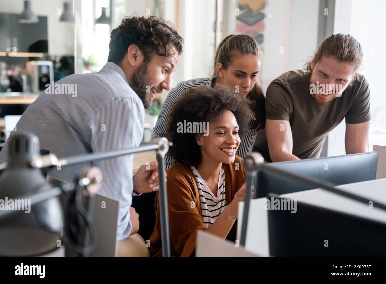 Programmers cooperating at IT company developing apps. People business ...