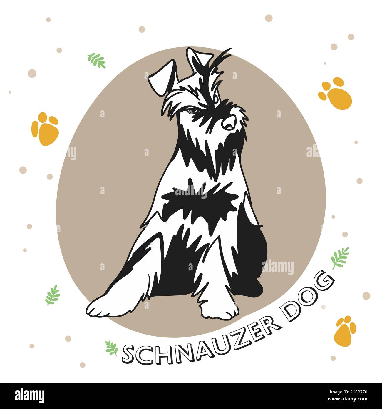 Dog breed Schnauzer, full length, funny puppy, cute doodle drawing ...