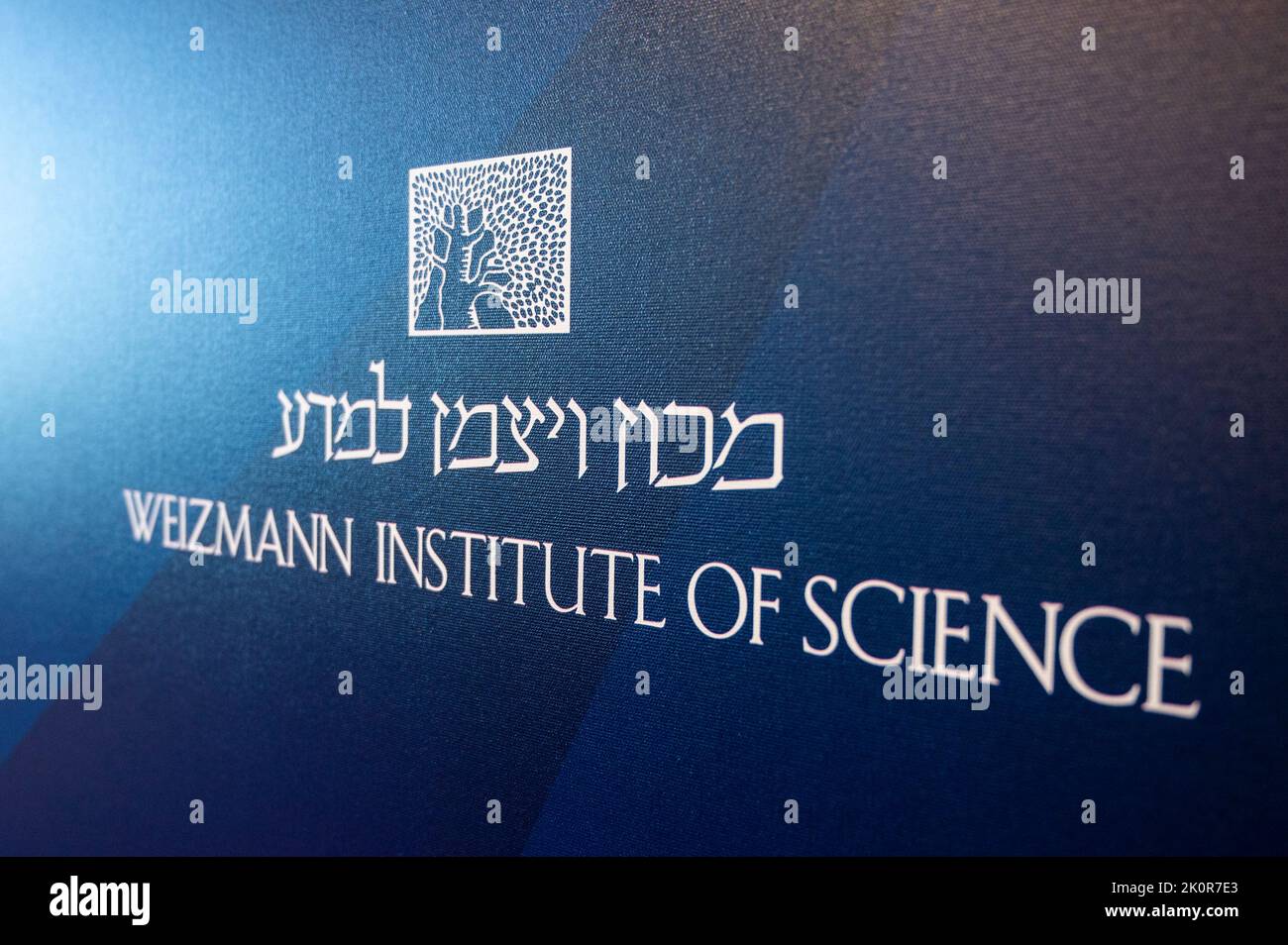 Rehovot, Israel. 13th Sep, 2022. In a building in the Weizmann Institute of Science is the logo ...