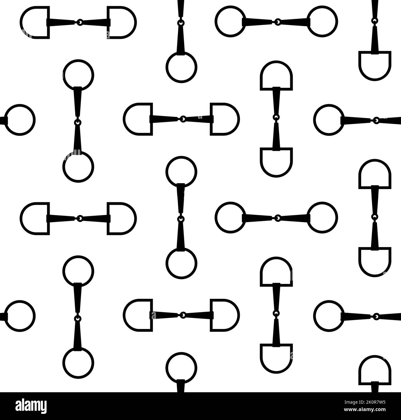 Vector seamless pattern of flat horse equestrian bit isolated on white ...