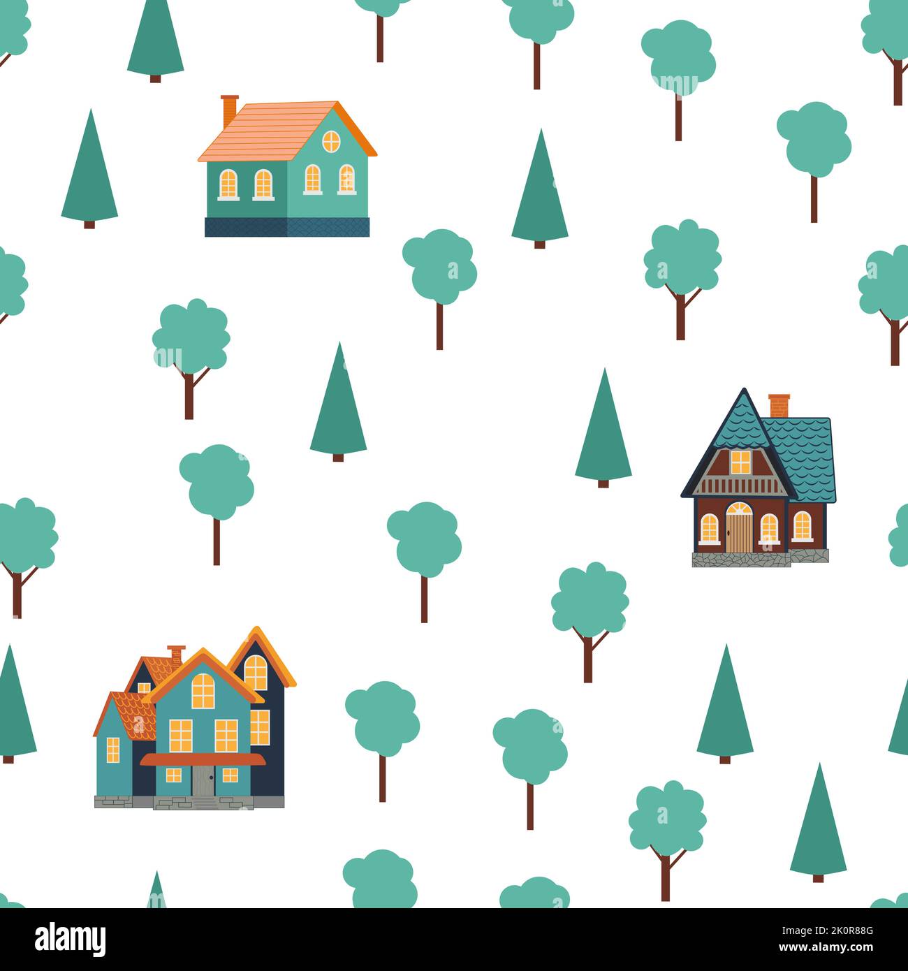 Seamless pattern of different colorful houses. Pattern seamless kids ...