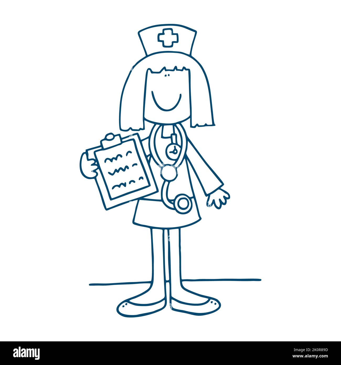 Vector Illustration Female Doctor Portrait Illustration Of Female Doctor With Stethoscope