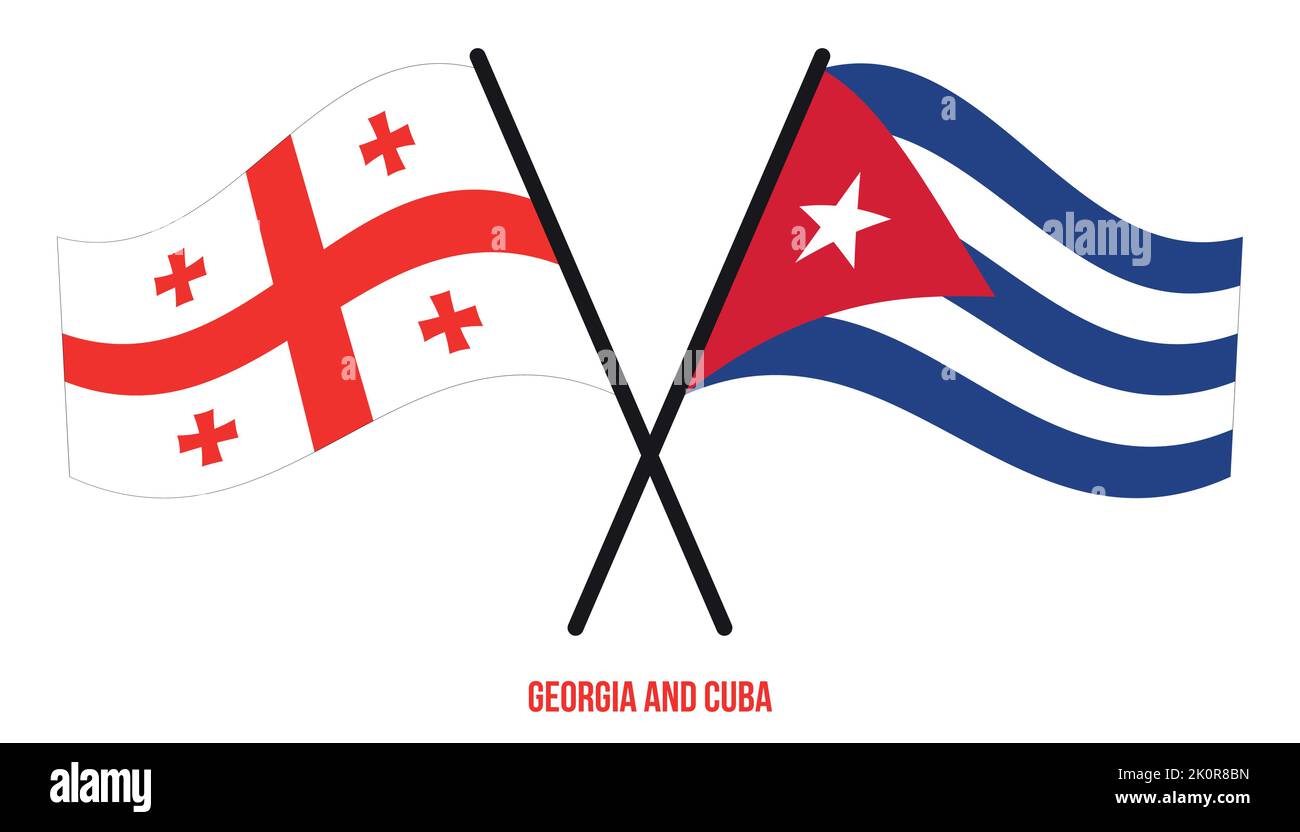 Georgia and Cuba Flags Crossed And Waving Flat Style. Official ...