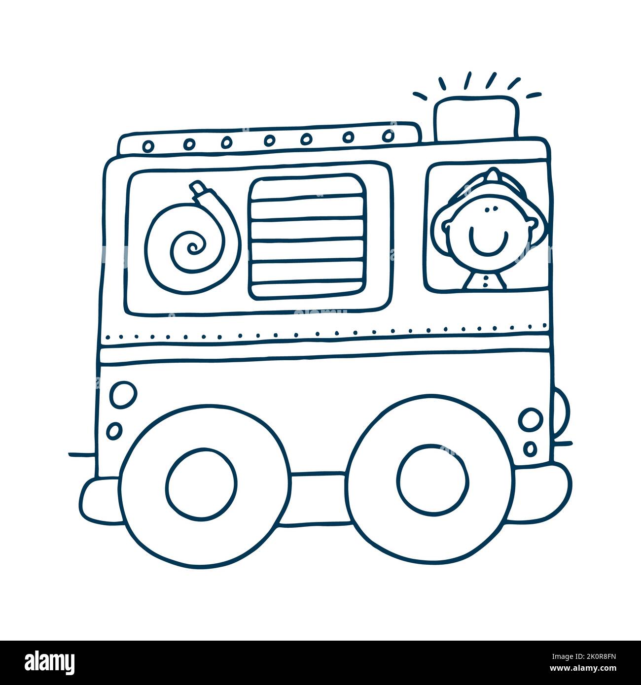 Firefighters rushing to rescue. Firemen running from vehicle, carrying ...