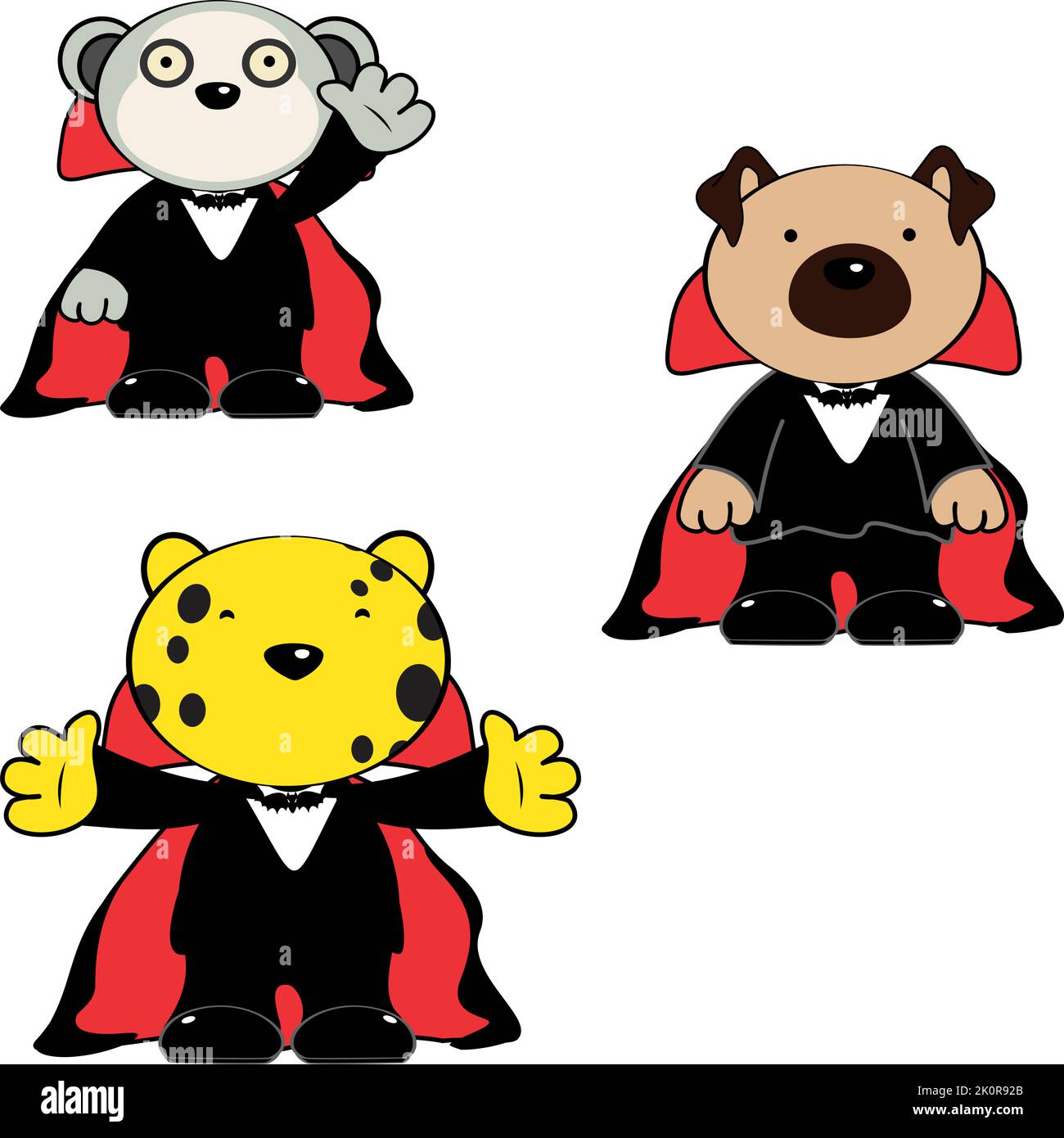 halloween dracula costume cartoon kawaii animals set illustration in ...
