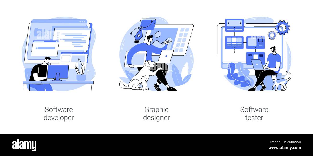 Remote IT jobs isolated cartoon vector illustrations se Stock Vector ...