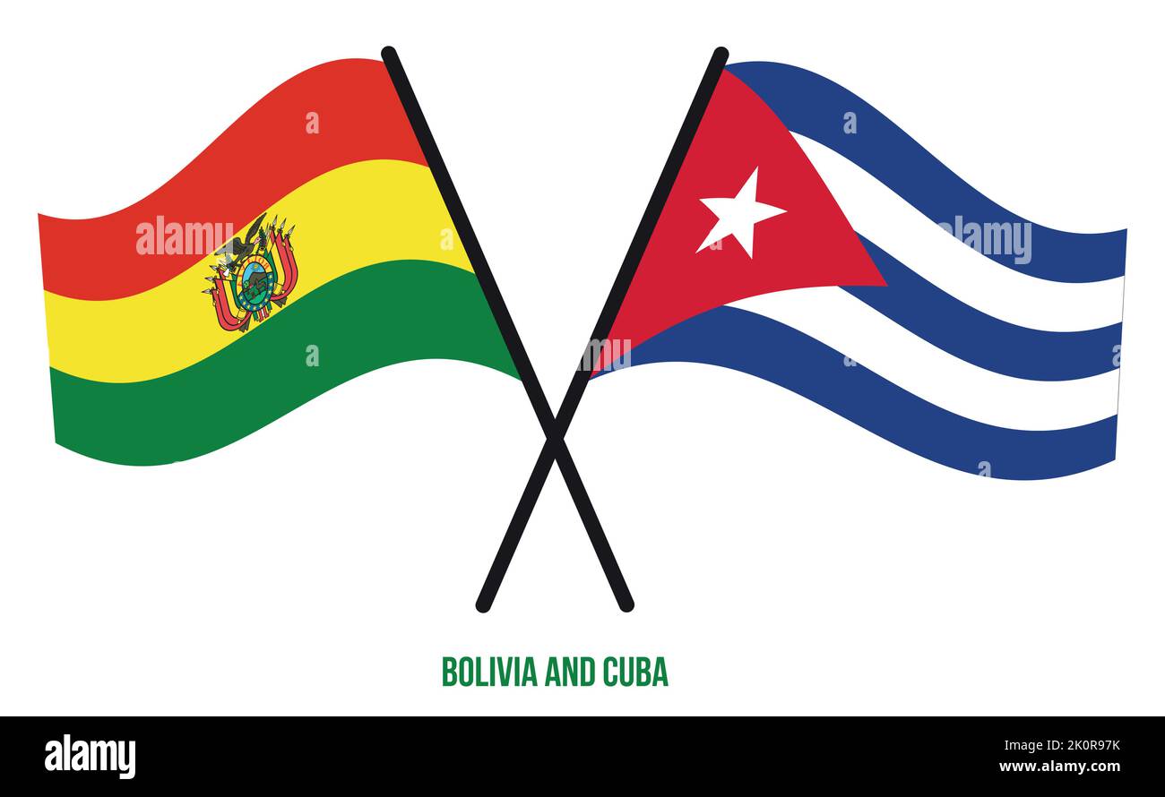 Bolivia and Cuba Flags Crossed And Waving Flat Style. Official ...