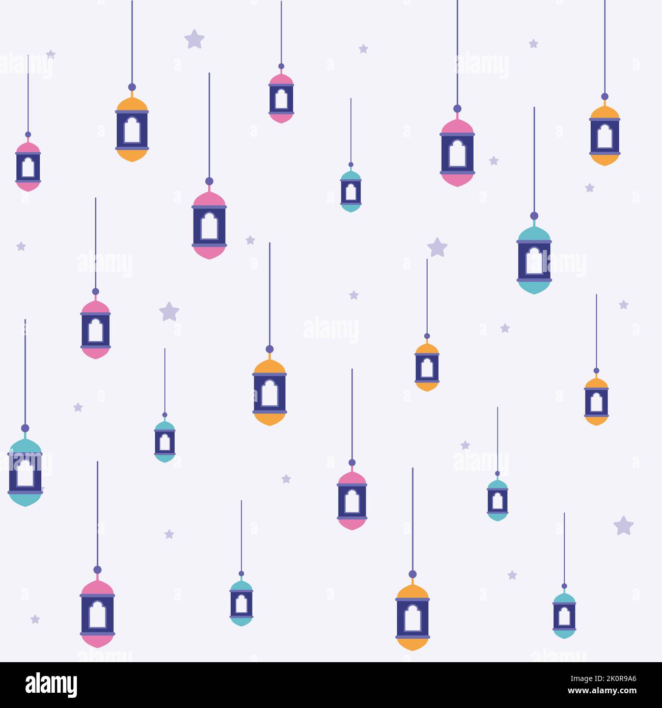 A seamless pattern of hanging Ramazan lanterns on a white background ...
