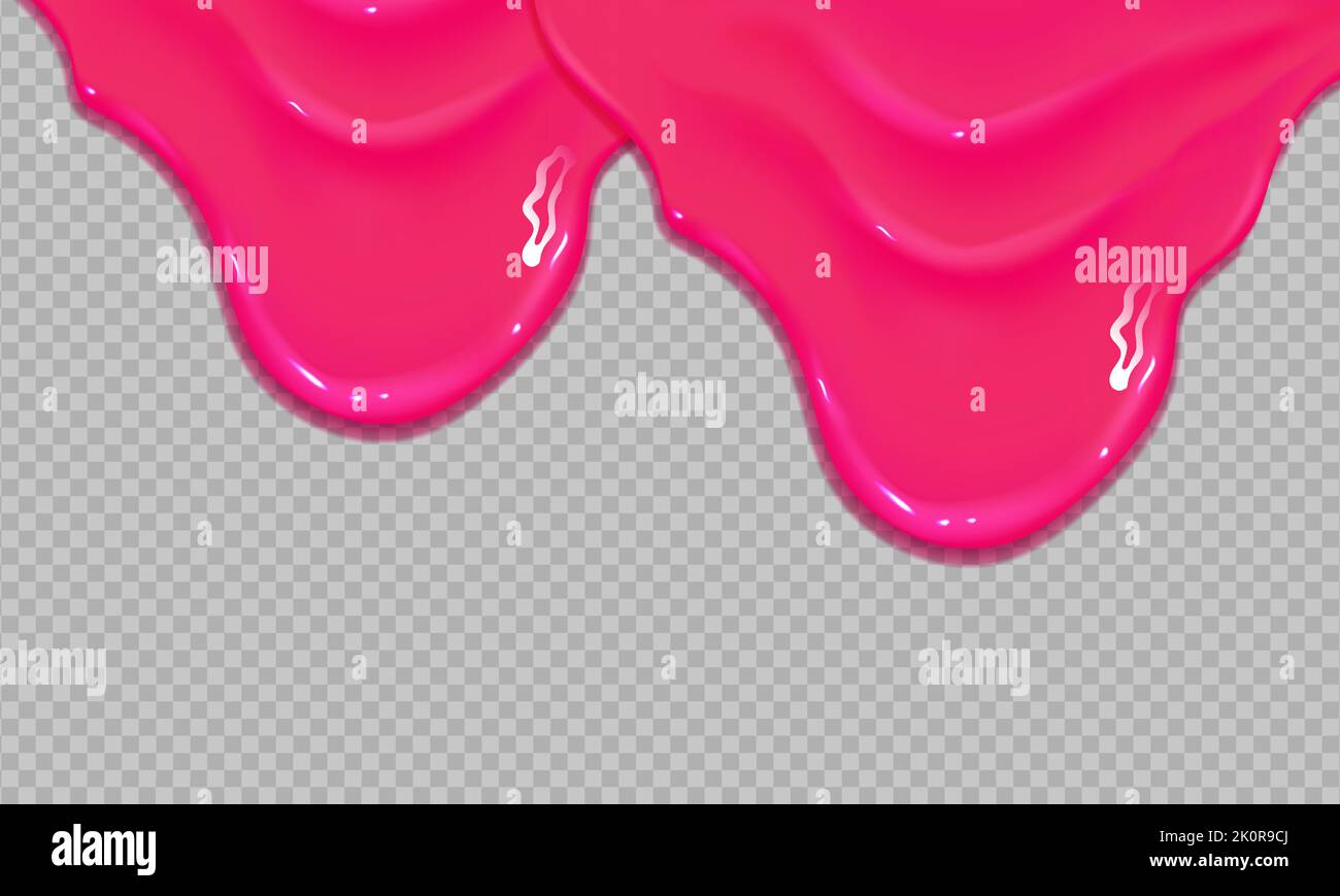 Dripping glossy pink slime.Flowing realistic pink sweet melting icing ...