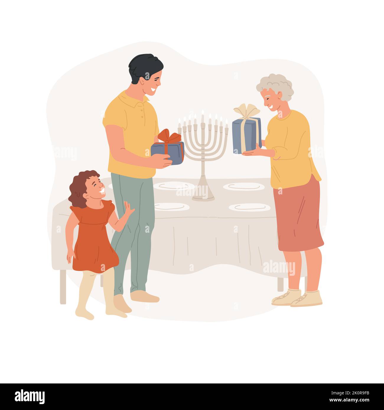 Giving gifts isolated cartoon vector illustration. People sharing gifts ...