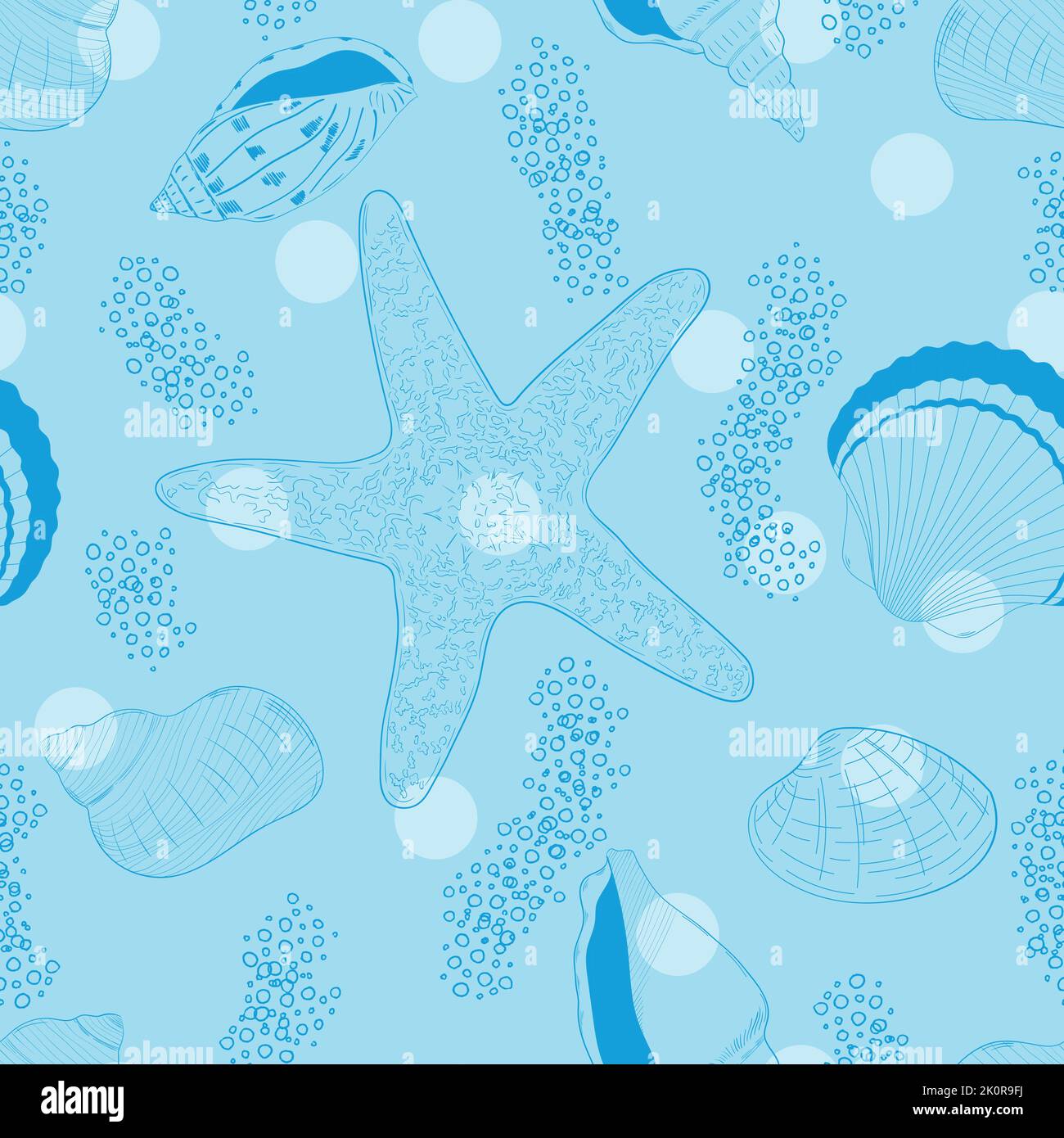 The hand drawn seashells on a blue background Stock Vector Image & Art ...