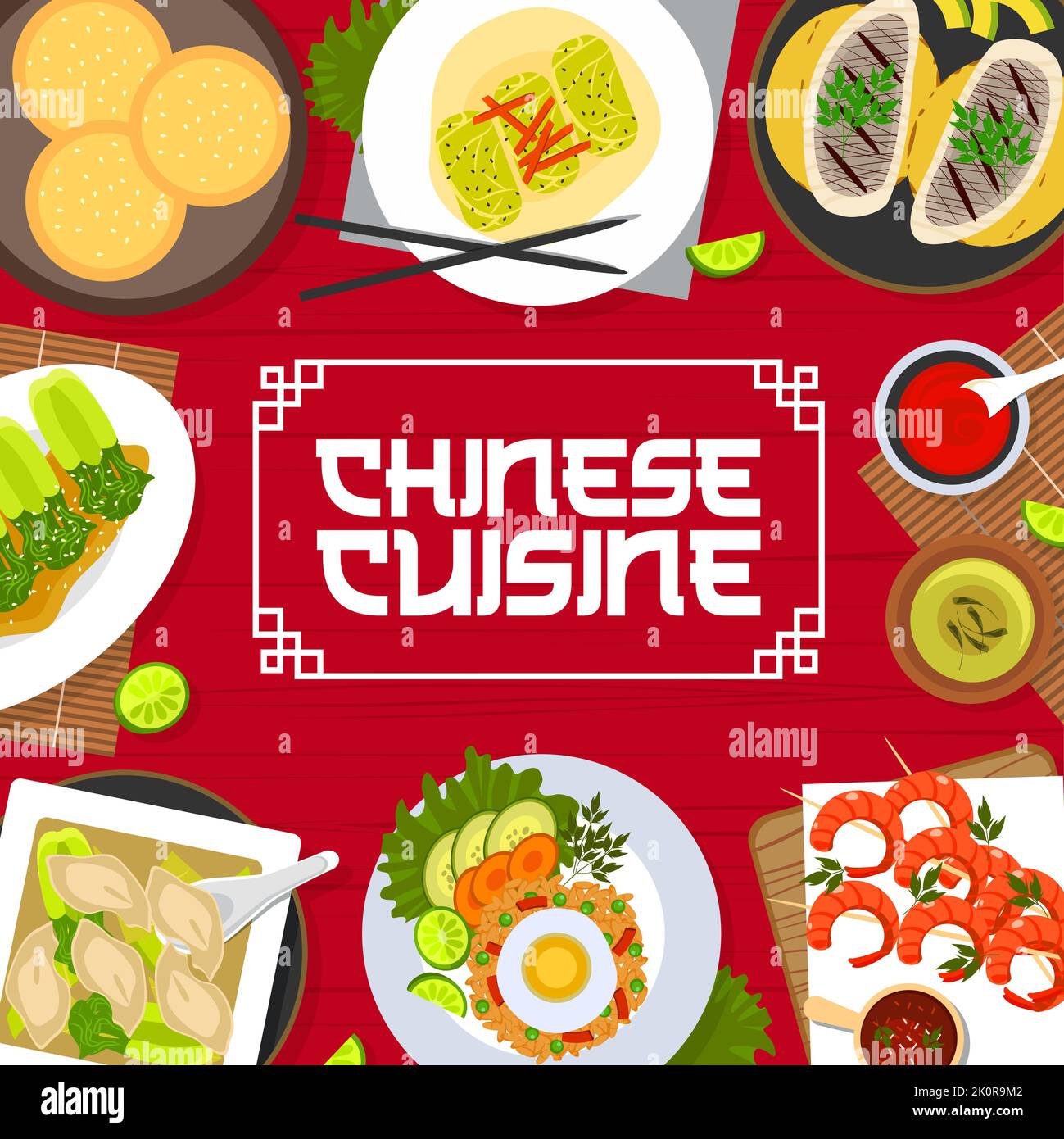 Chinese cuisine menu cover for Asian restaurant food, vector dishes and ...