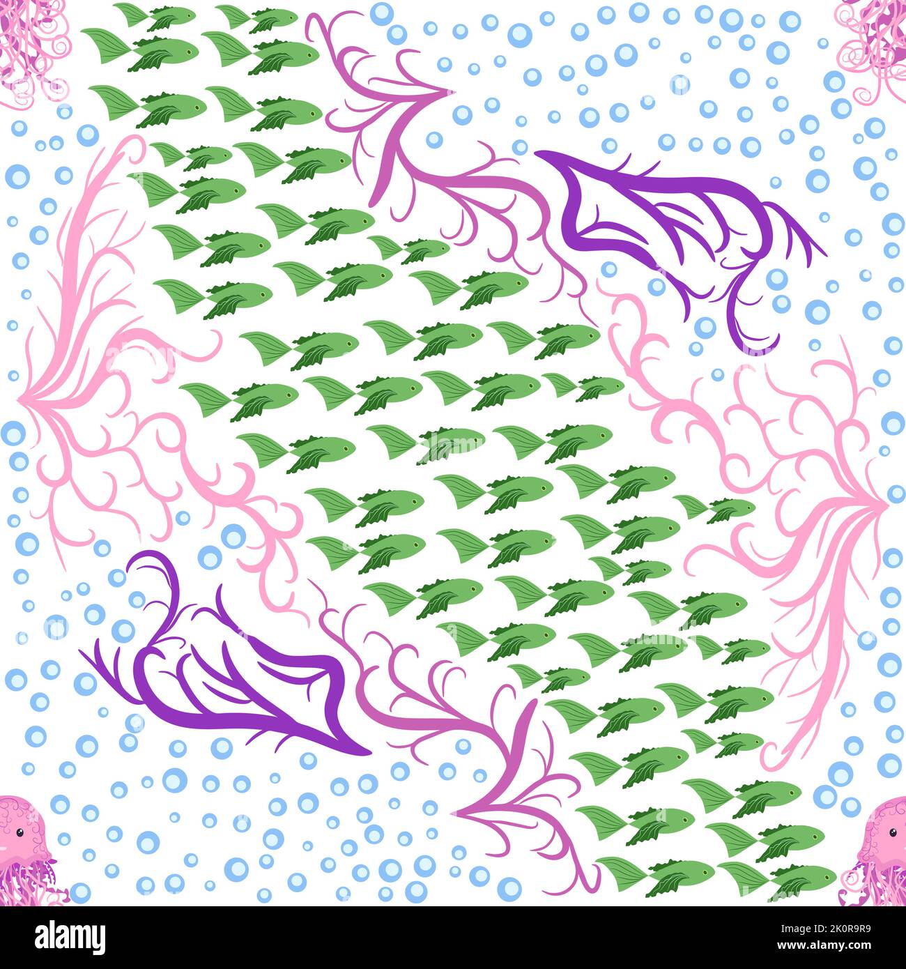 Jellyfish animals bright seamless patterns. Seamless pattern with ...